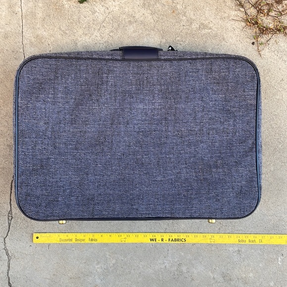 Fifth Avenue | Bags | Vintage Blue Tweed Rectangular Suitcase With ...
